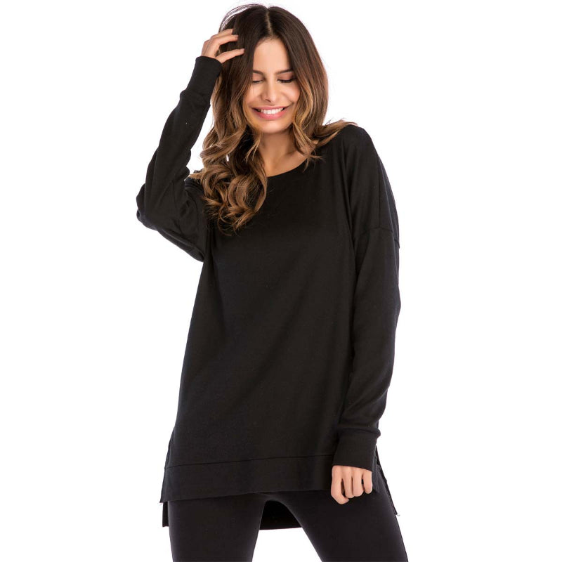 Women's Crewneck Long Sleeves Side Split Tunic Top – keoepro